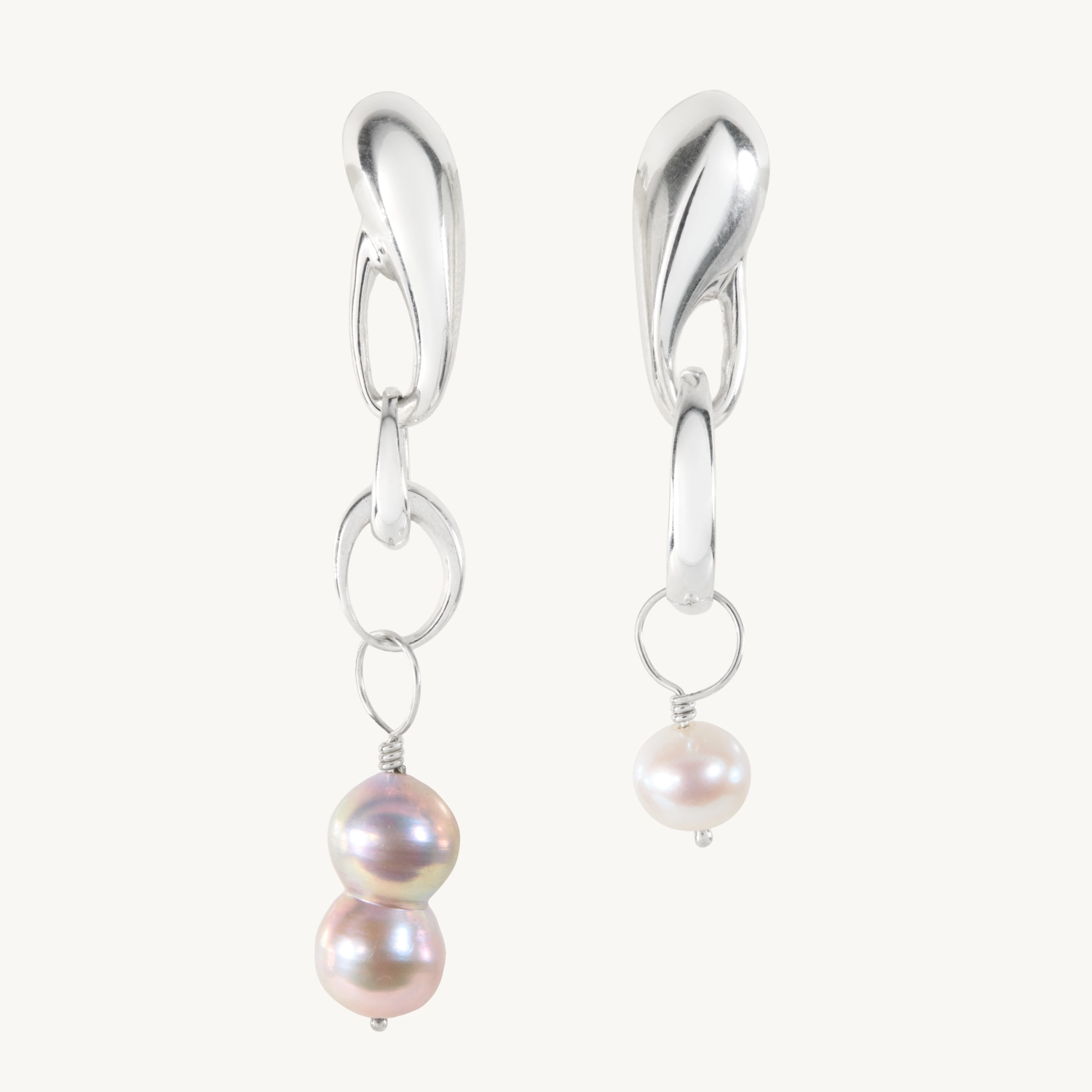 Silver and Pearl Chrysalis Earrings (pair) | Catbird NYC
