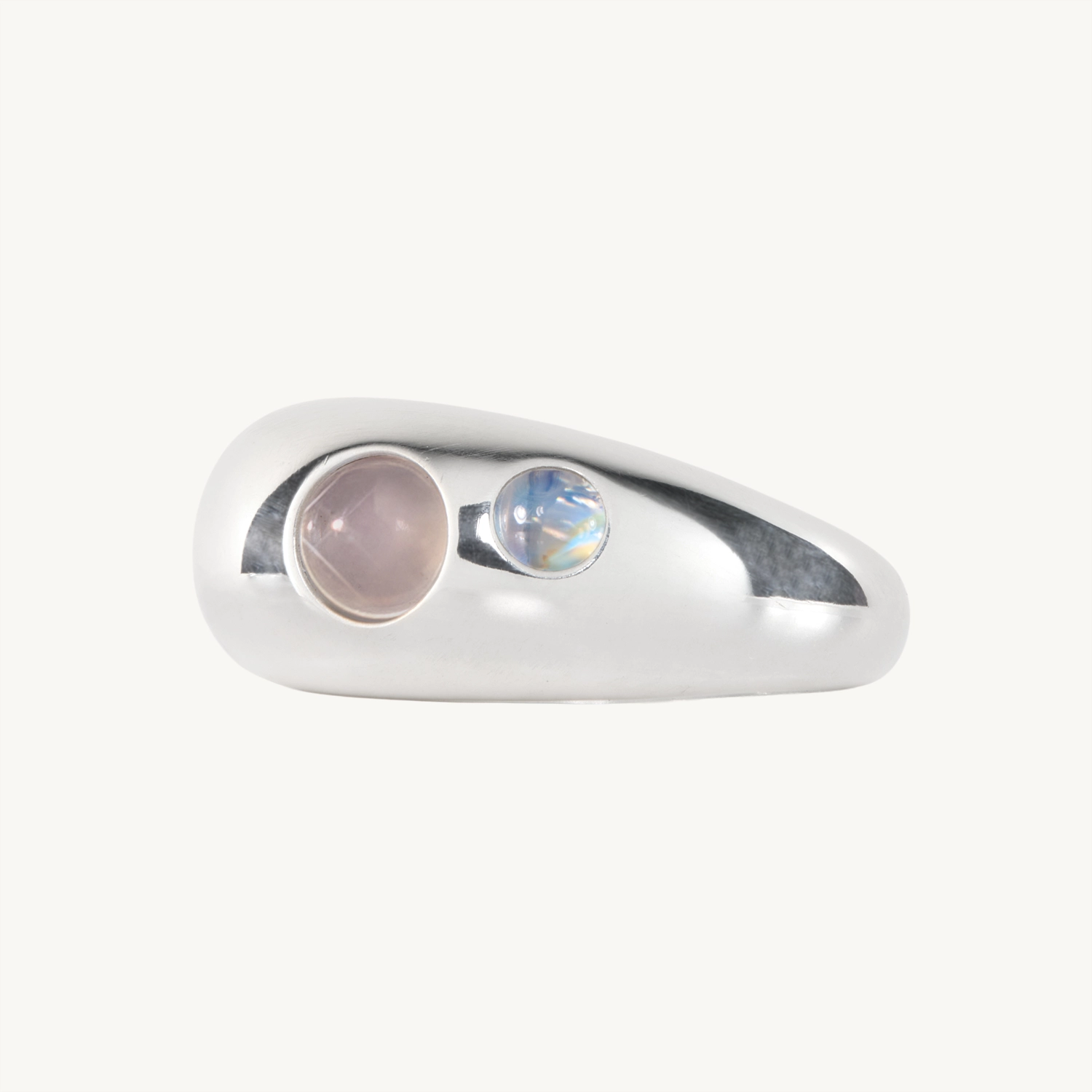 Moonstone and Chalcedony Pebble Ring | Catbird NYC