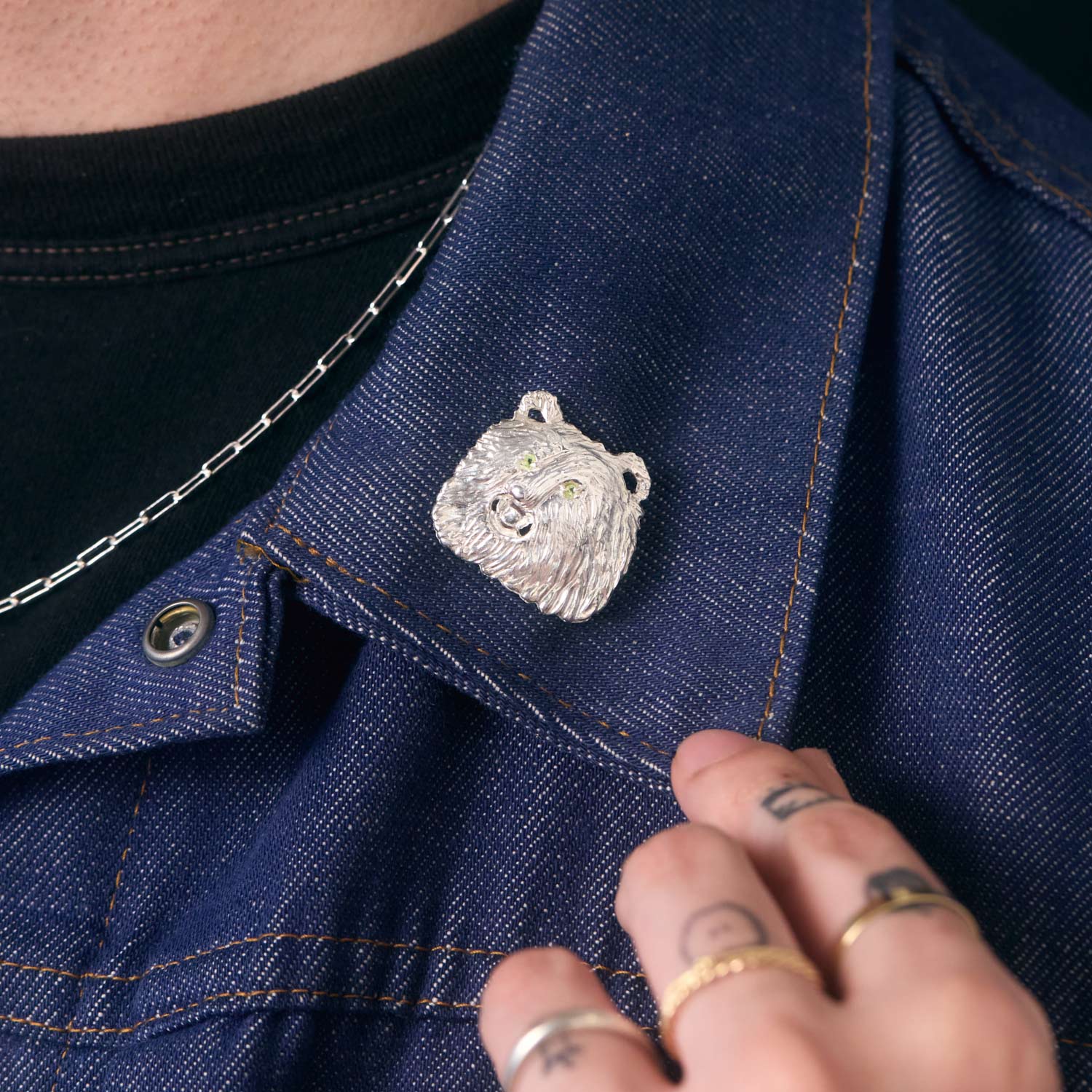 Green Eyed Bear Convertible Brooch & Charm | Catbird NYC
