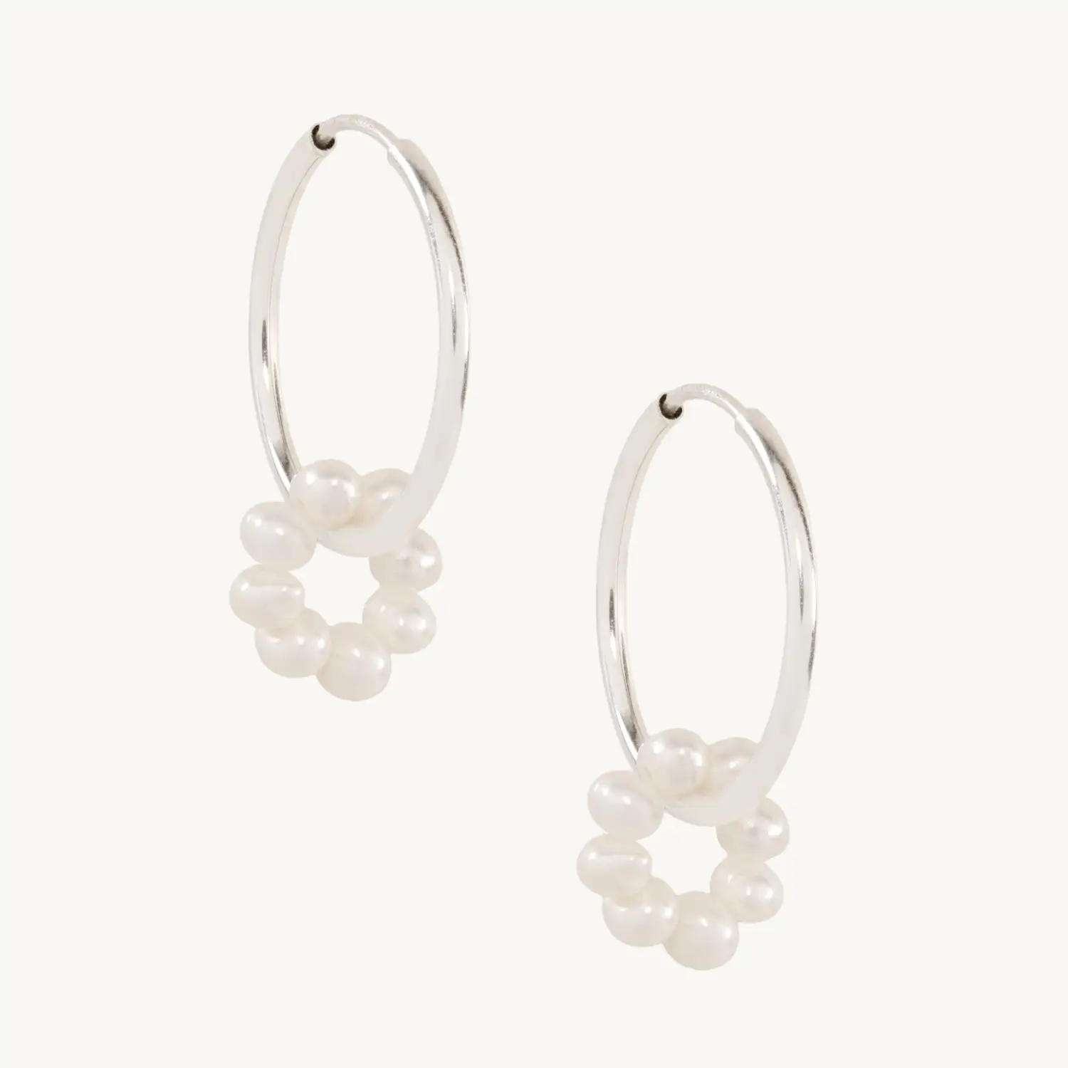 Pearl Flower Silver Hoop (single) | Catbird NYC