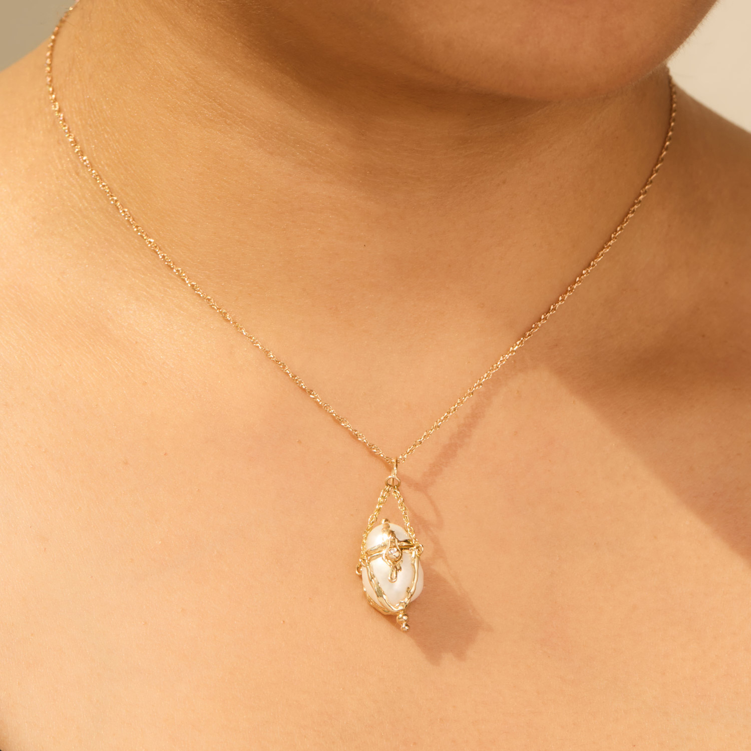 Pearl and Diamond Urn Pendant | Catbird NYC