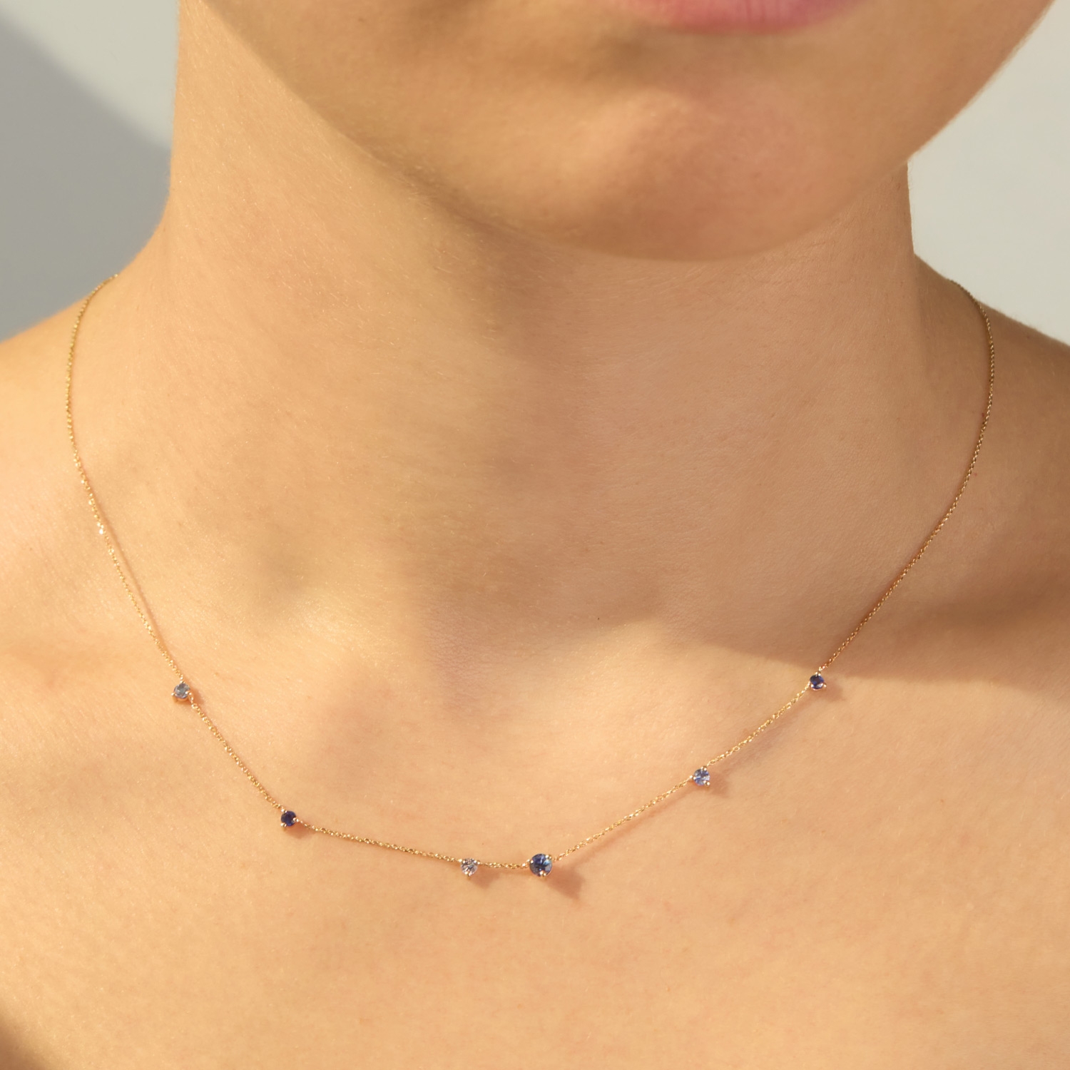 Sapphire Gradient Linear Chain Necklace | Catbird NYC
